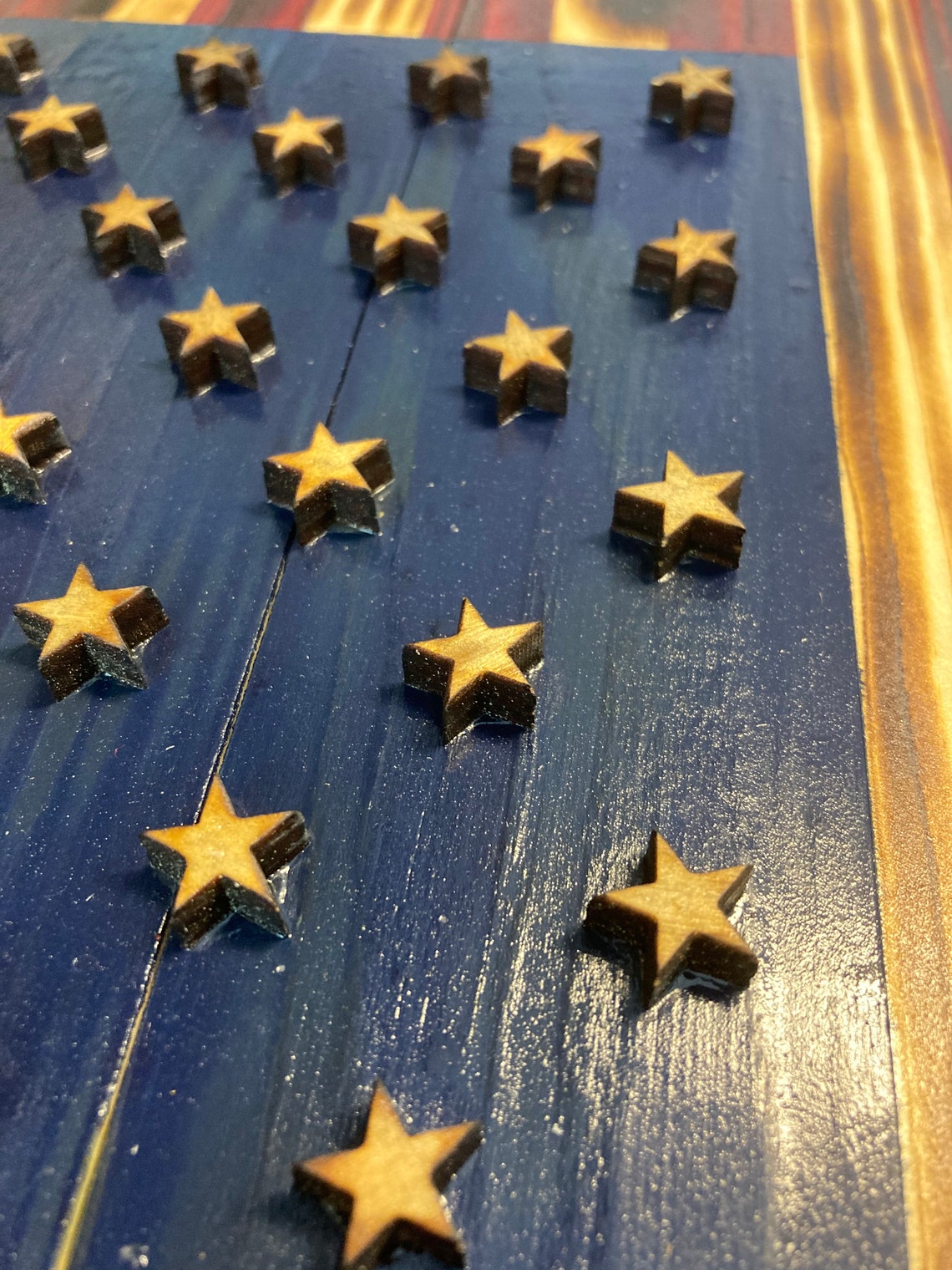 Handmade Wooden American Flag, Raised Stars, Military Family Made - Etsy