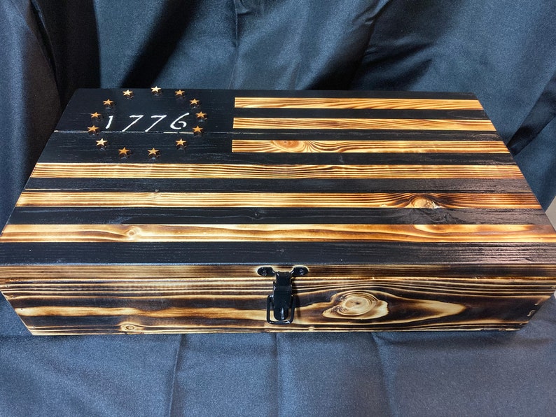 Handmade 1776 American Flag Gun Box in Black Concealed Box - Etsy