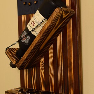 1776 Flag Wine Rack Red, Blue and Wood Burnt, Patriotic Wine Bottle and ...