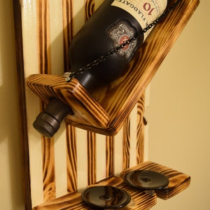 1776 Flag Wine Rack White and Wood Burnt, Patriotic 1776 Wine Bottle ...