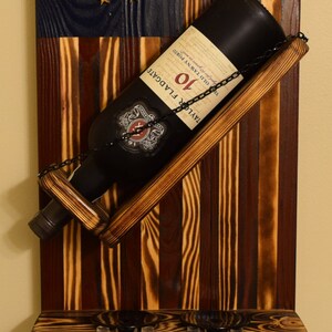 1776 Flag Wine Rack Red, Blue and Wood Burnt, Patriotic Wine Bottle and ...