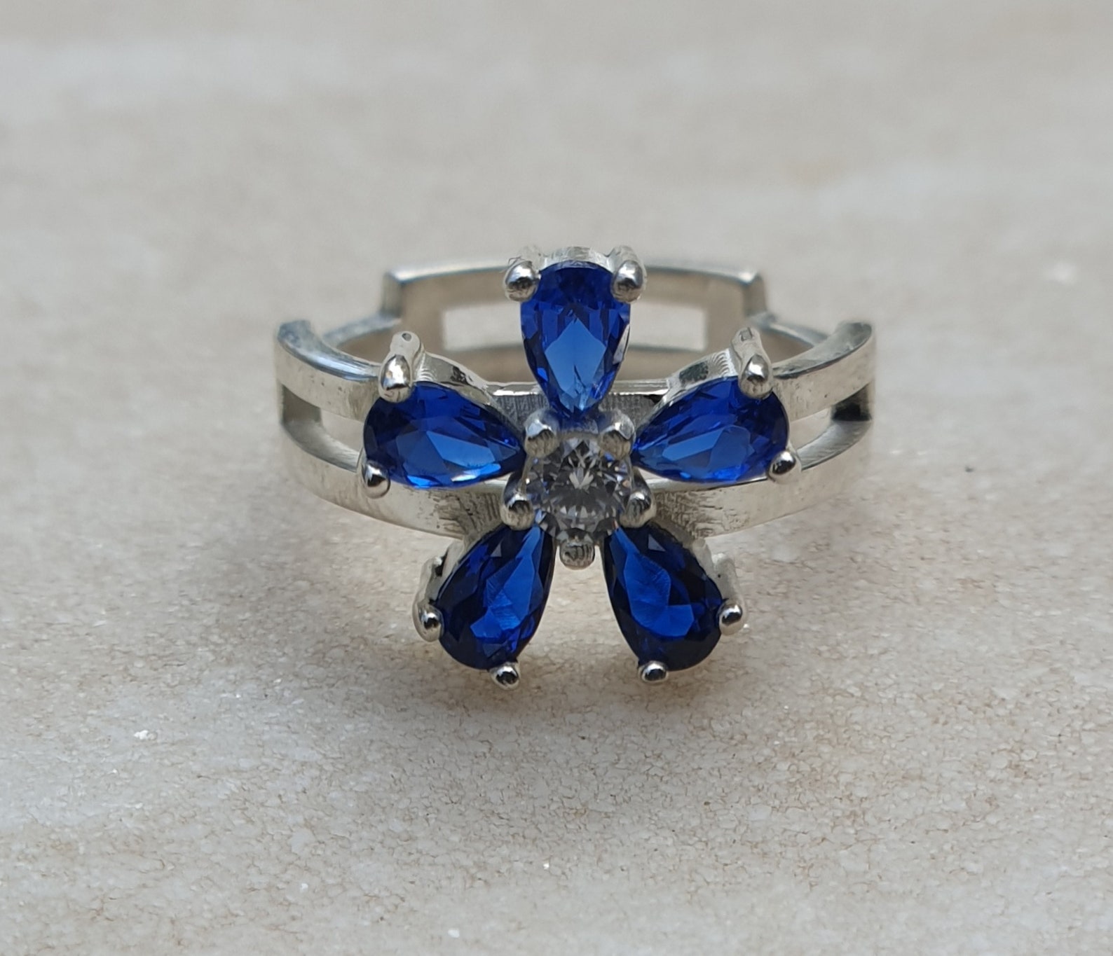 Forget Me Knot Masonic Silver Ring Dark Blue Stones | Etsy