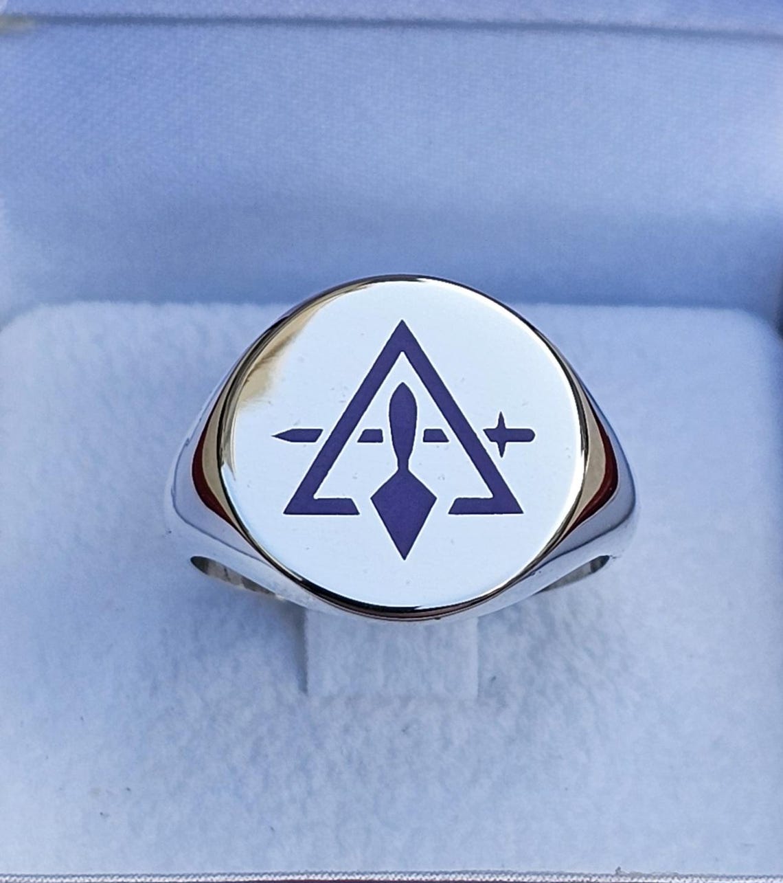 Cryptic Masonic Ring - Silver 925K With Purpule Enamel - Etsy