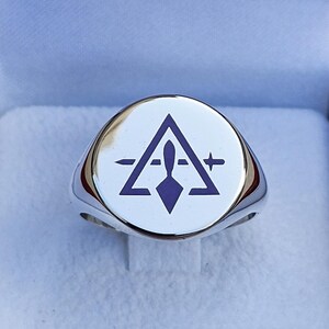 Cryptic Masonic Ring - Silver 925K With Purpule Enamel - Etsy