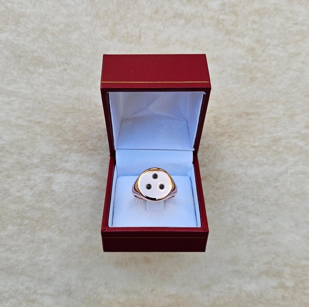 3 Dots Masonic Ring - 10K Rose Gold With Black Synthetic Diamonds - Etsy