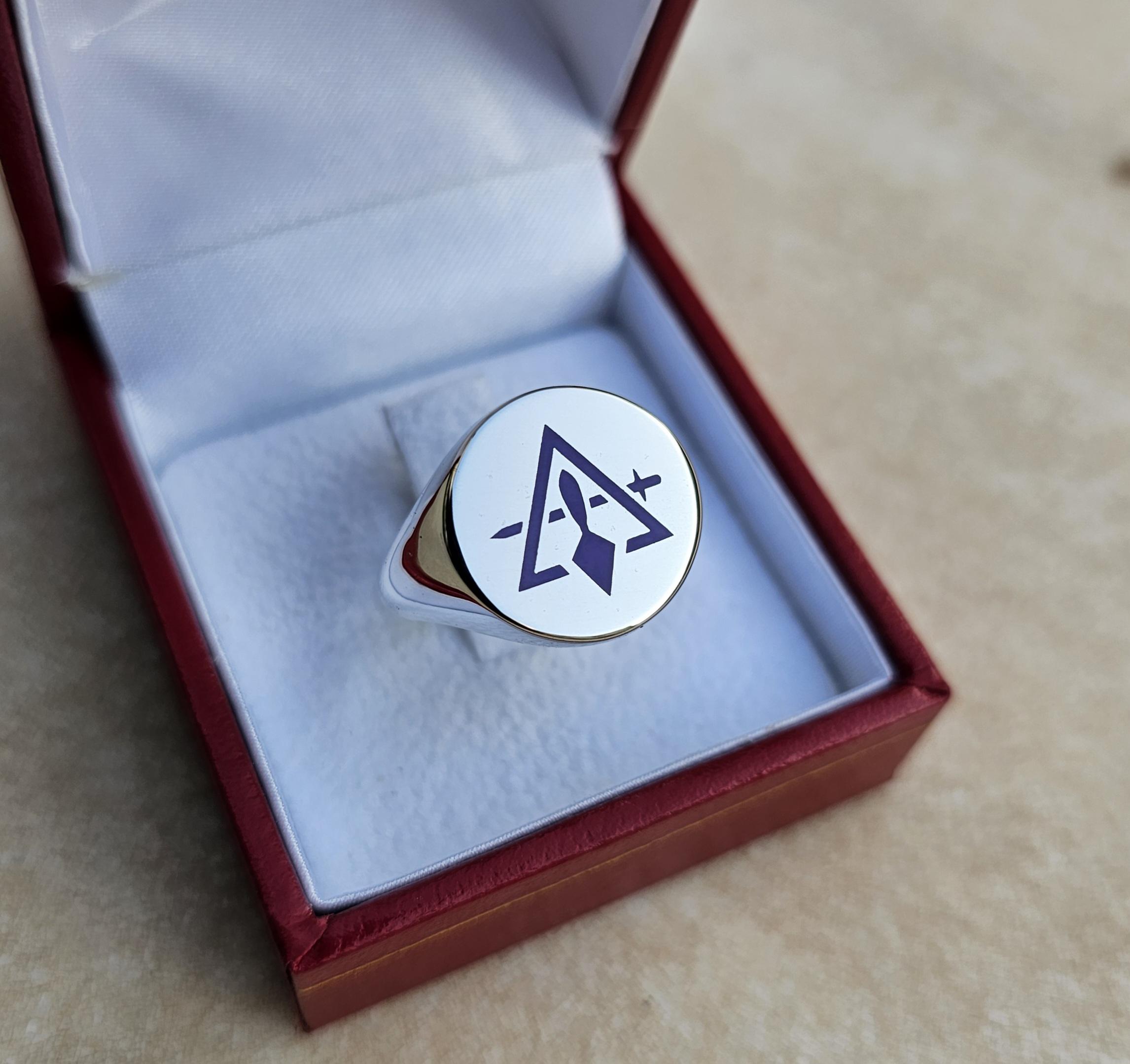 Cryptic Masonic Ring - Silver 925K With Purpule Enamel - Etsy