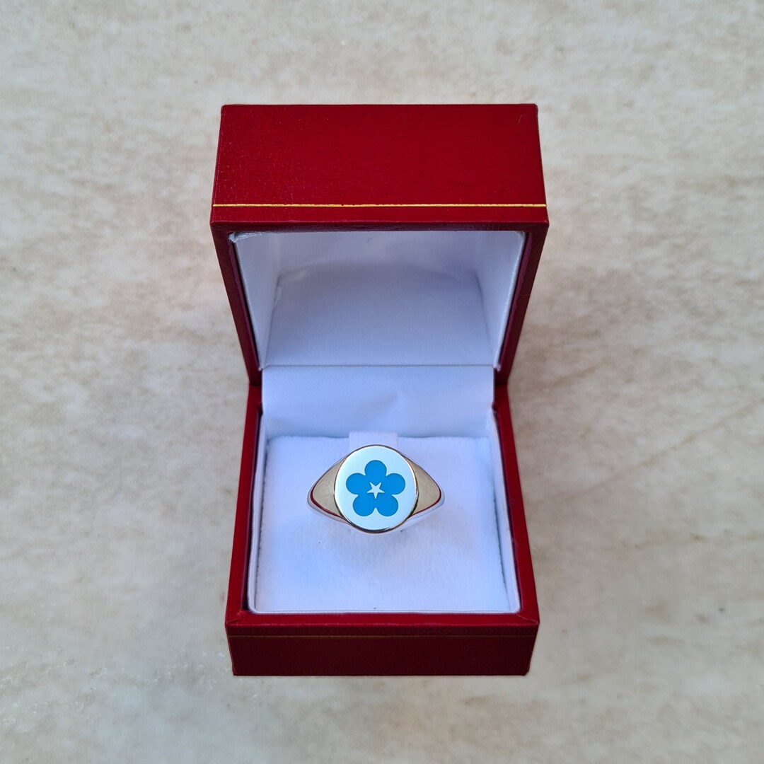 Masonic Ring - Forget Me Not (925K), Lite Blue Enamel - Etsy