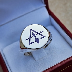 Cryptic Masonic Ring - Silver 925K With Purpule Enamel - Etsy