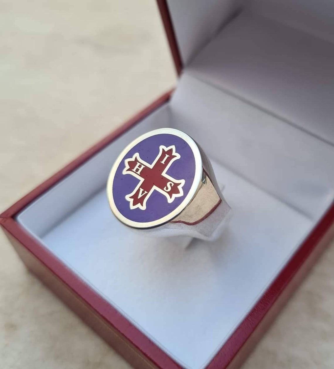 Masonic Ring - Red Cross of Constantine (925K), Perpule and Red Enamel ...