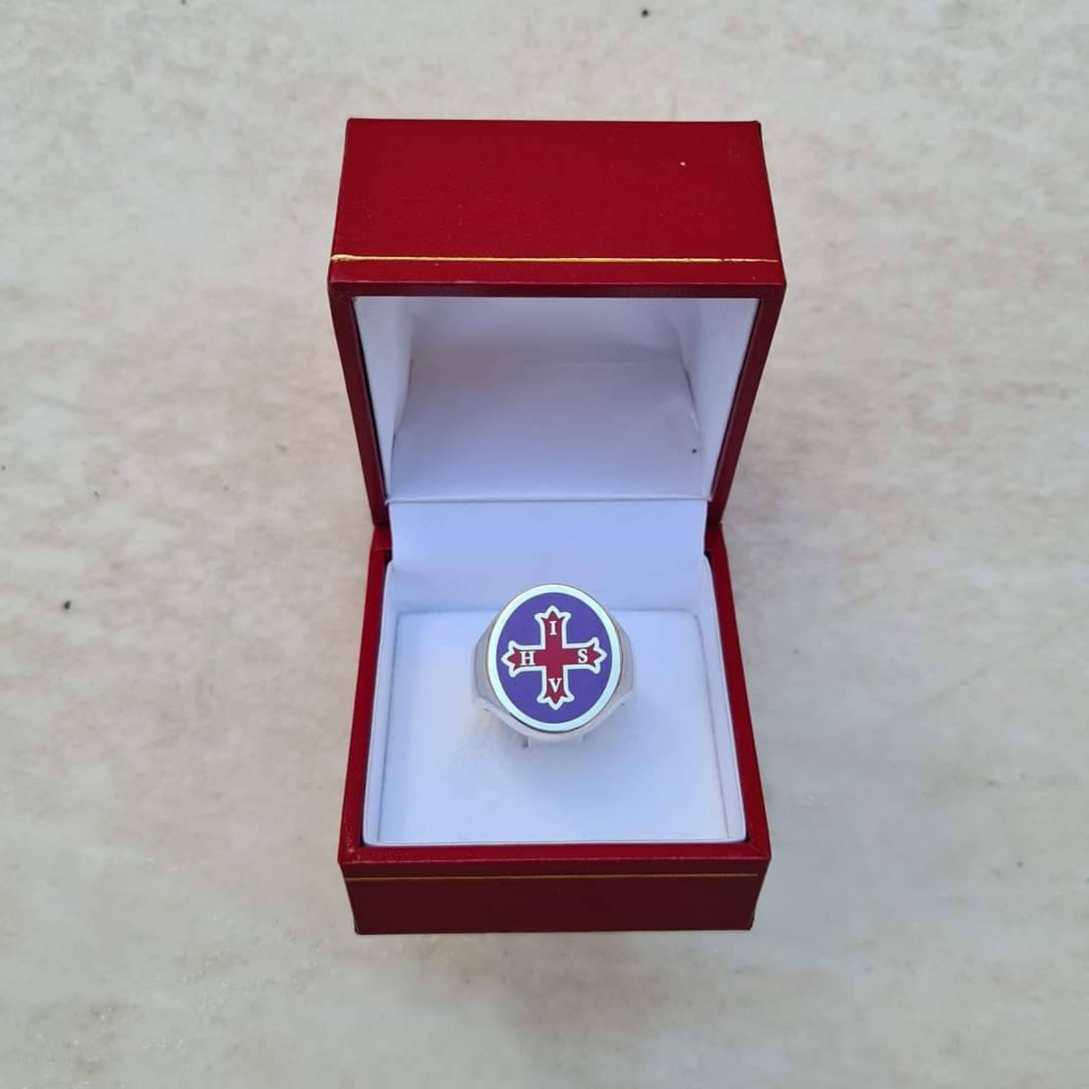 Masonic Ring - Red Cross of Constantine (925K), Perpule and Red Enamel ...