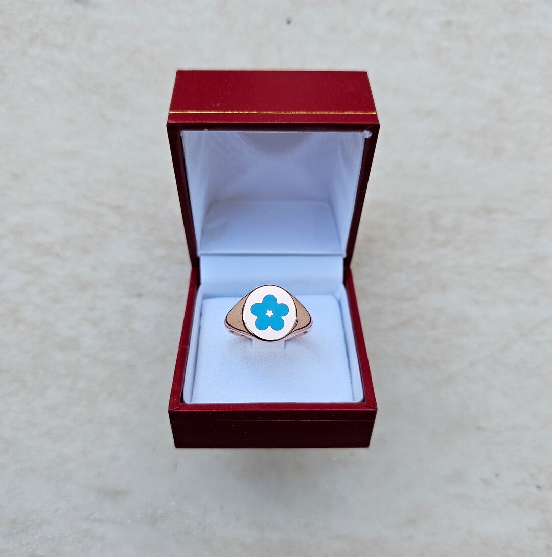 Forget Me Not Masonic Ring - 9K Rose Gold With Enamel - Etsy
