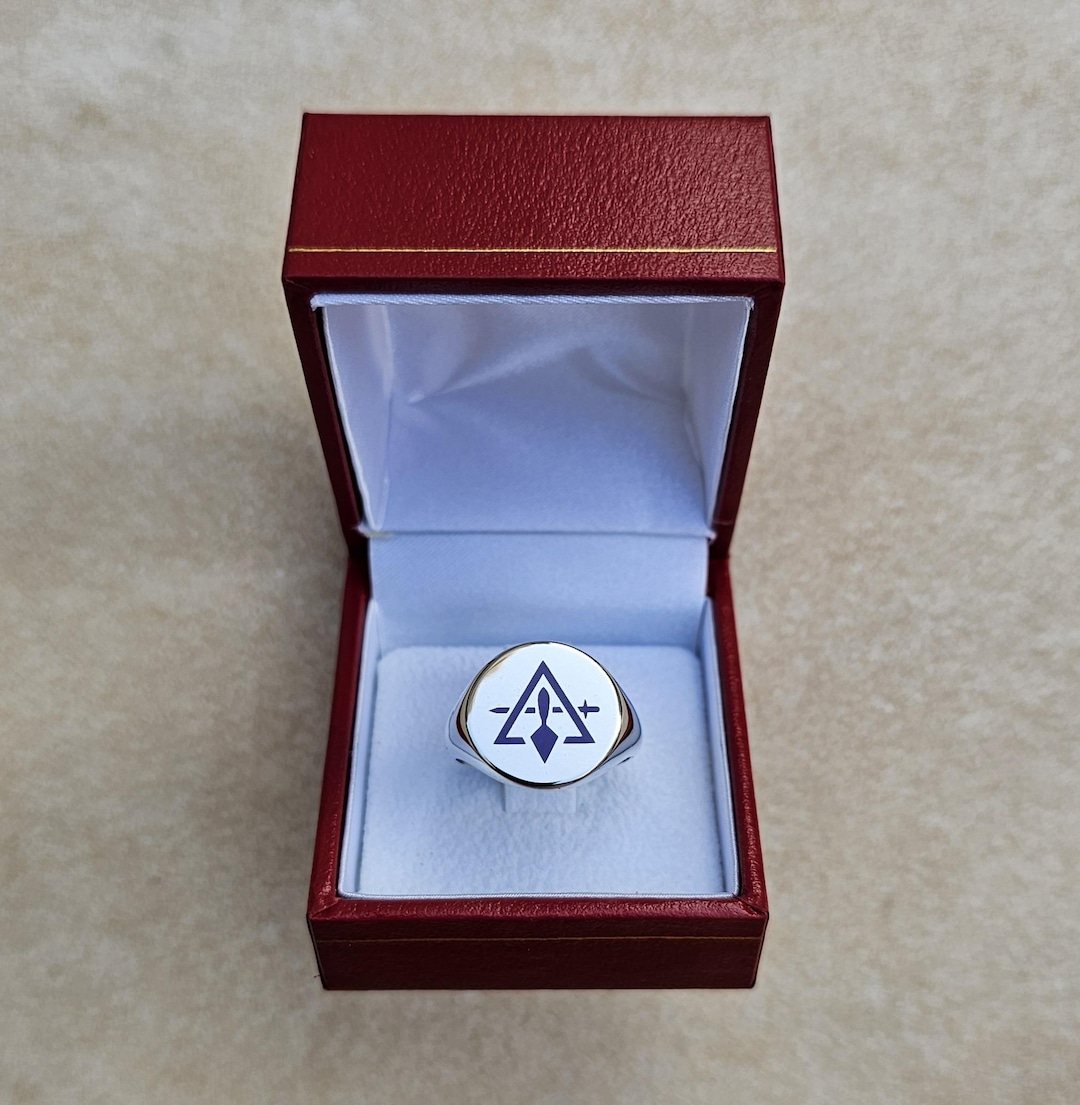 Cryptic Masonic Ring - Silver 925K With Purpule Enamel - Etsy