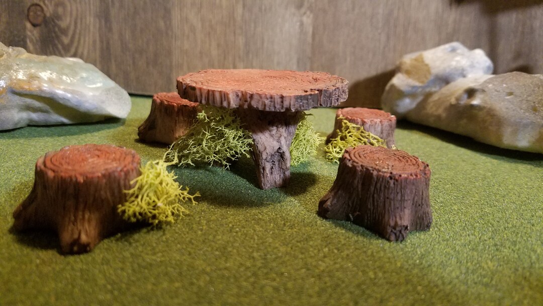 Miniature LOG TABLE SET - Resin Table and Four Stools - Etsy
