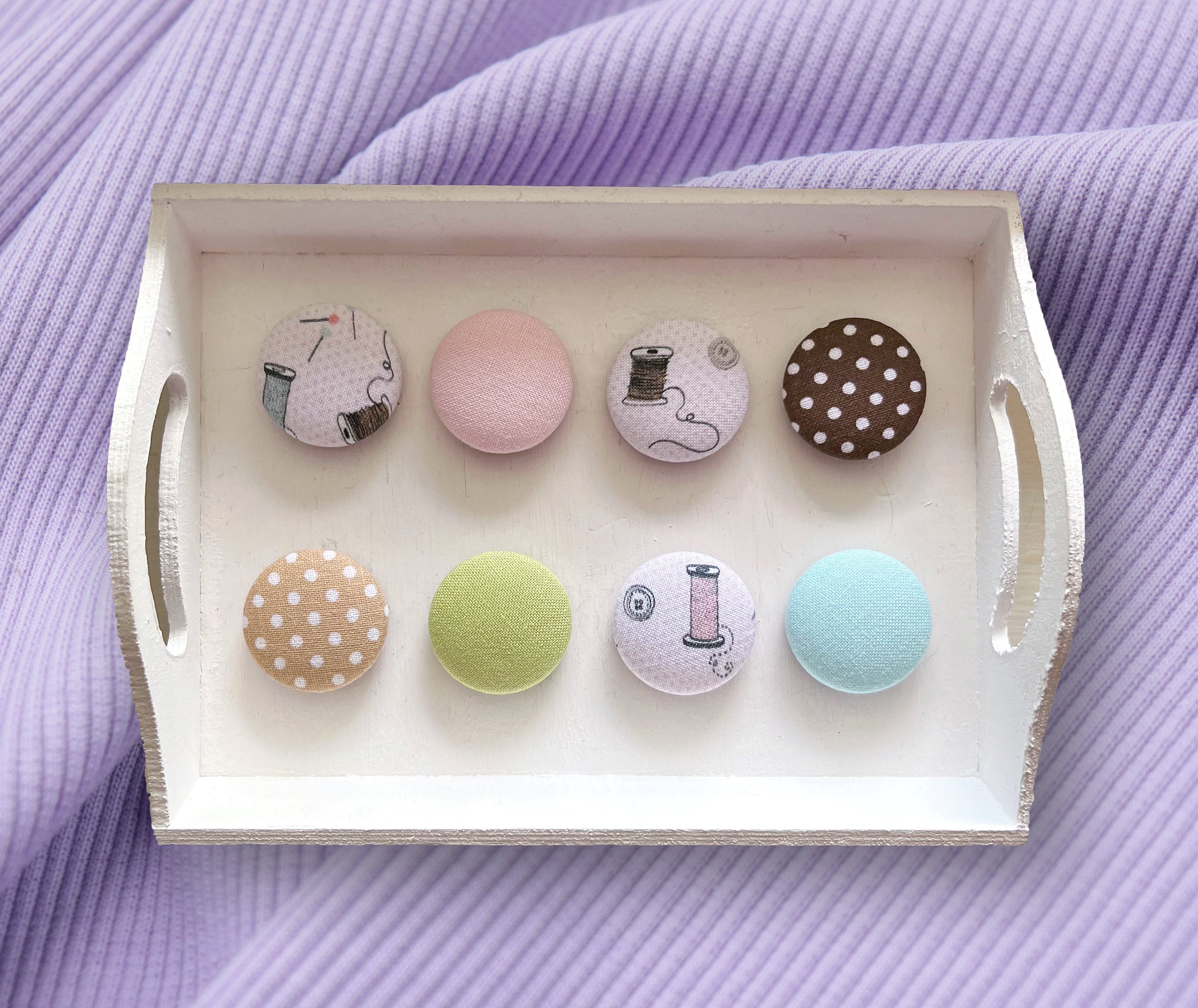Retro Sewing Notions Fabric Button Magnets: Pink Kitchen Decor, Set of ...