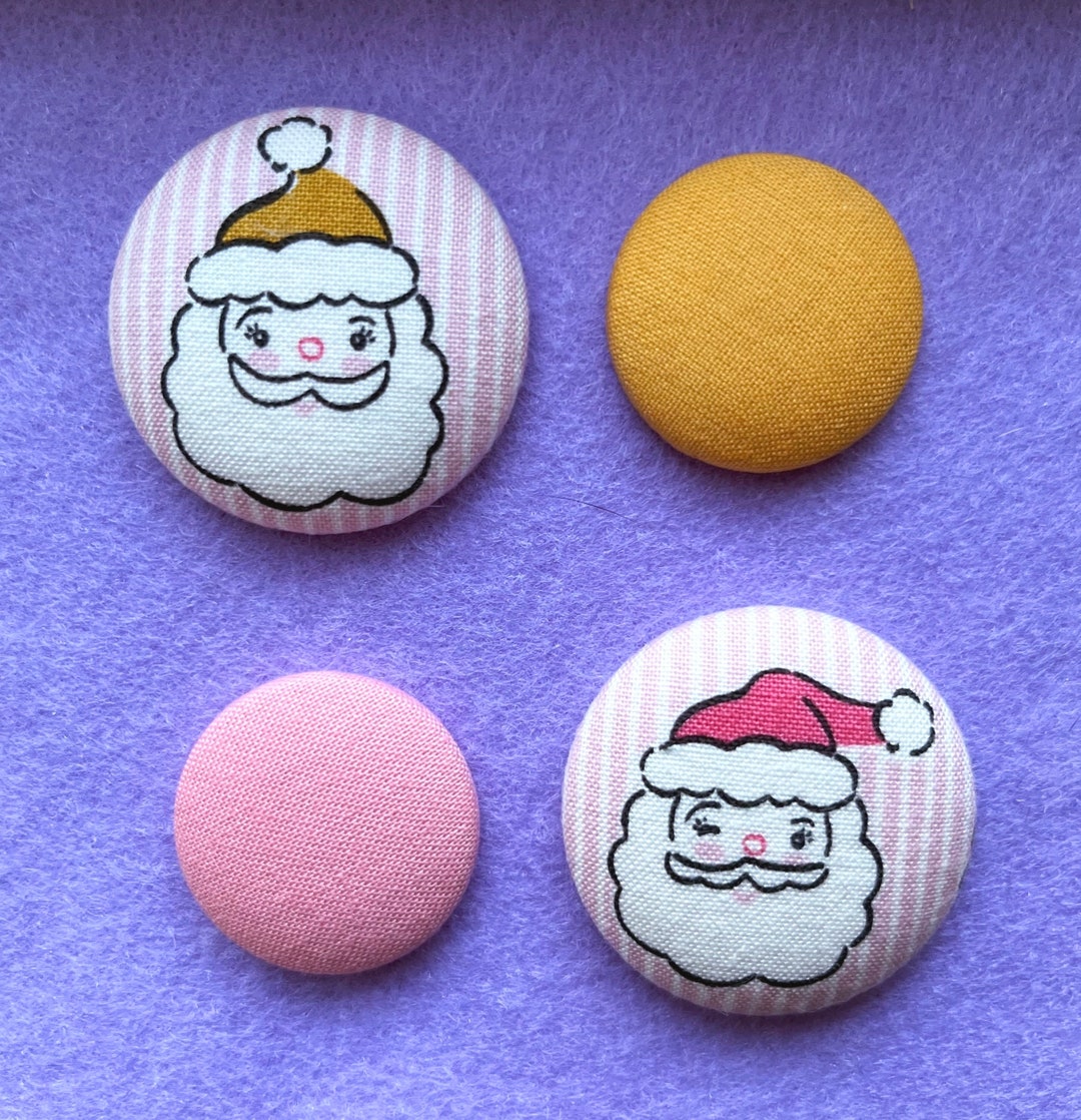 Santa Claus Fabric Button Magnet Set, Christmas Kitchen Magnets, Cute ...