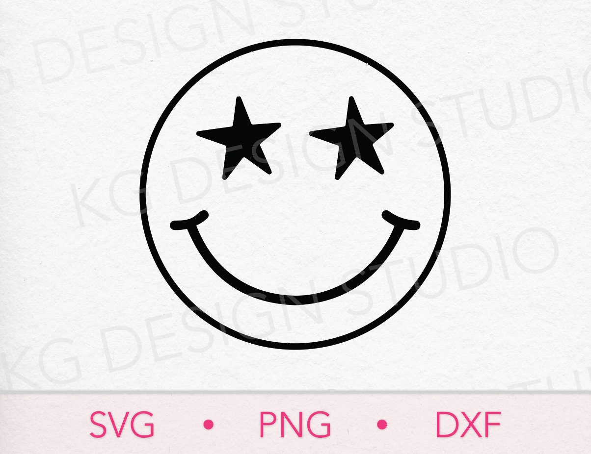 Star Smiley SVG DXF PNG, Smiley Face, Cricut Cut File, Digital Download ...