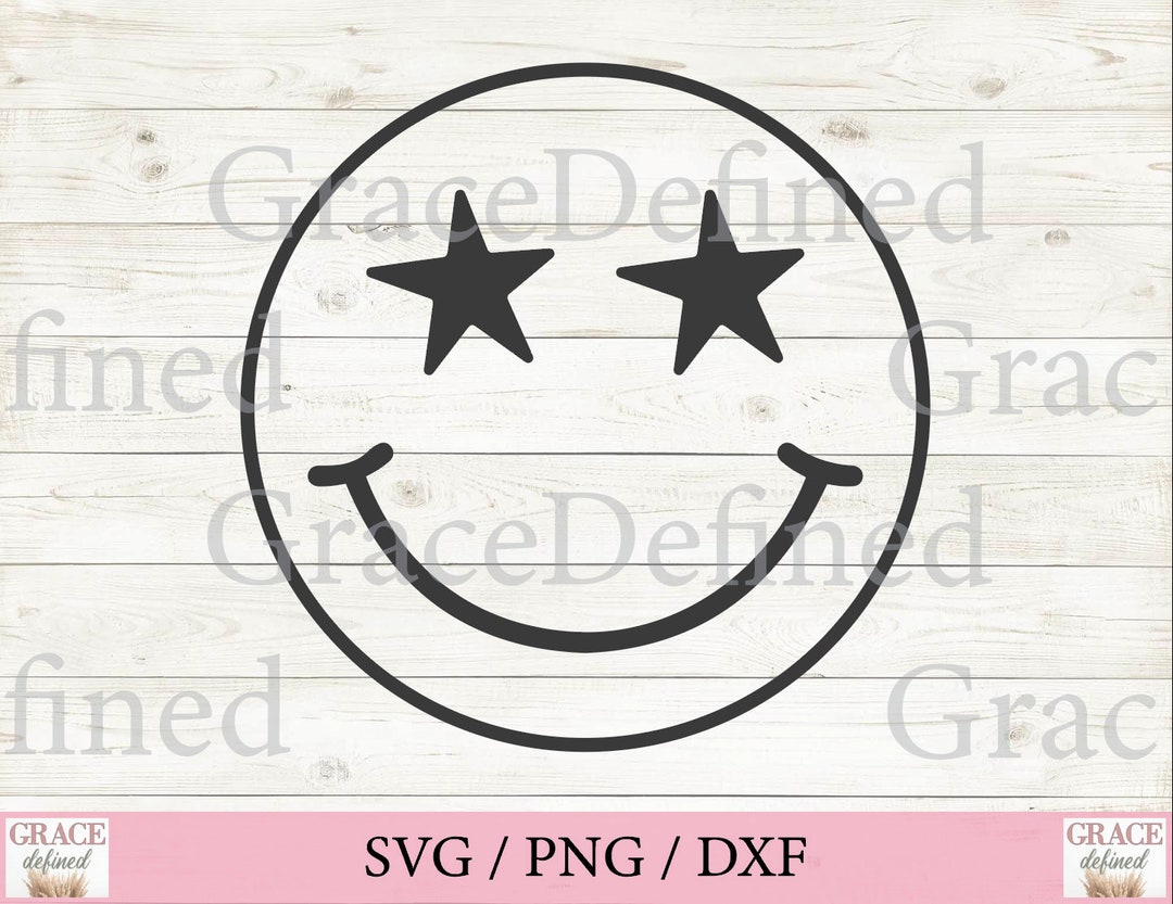 Star Smiley SVG DXF PNG, Smiley Face, Cricut Cut File, Digital Download ...