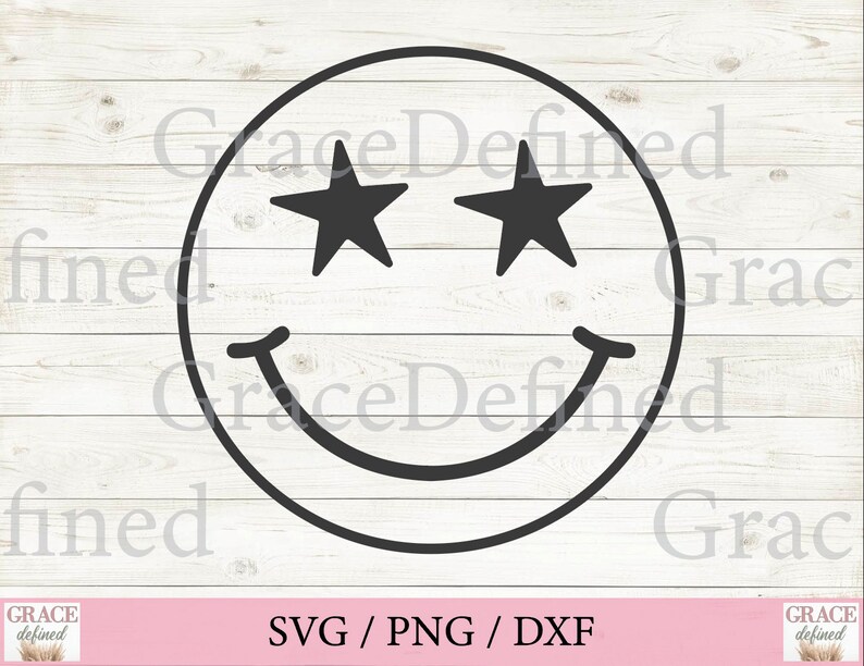 Star Smiley SVG DXF PNG, Smiley Face, Cricut Cut File, Digital Download ...