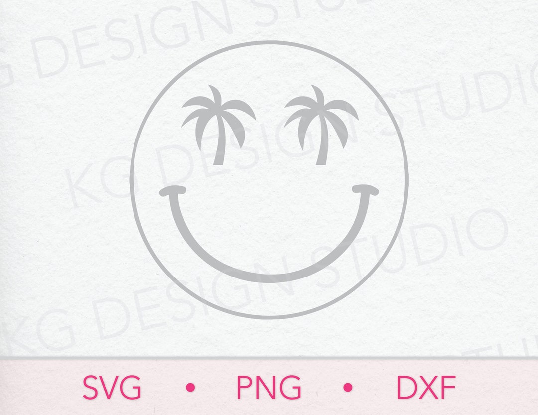 Palm Tree Smiley SVG, PNG, DXF, Beach Smiley, Summer Svg - Etsy
