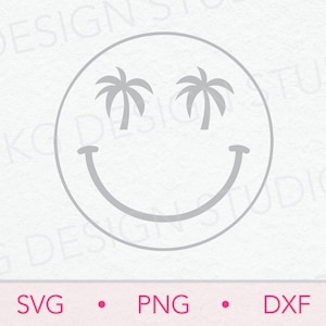 Palm Tree Smiley SVG, PNG, DXF, Beach Smiley, Summer Svg - Etsy