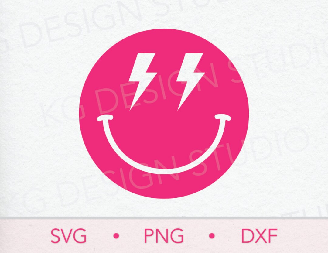Lightning Smile SVG PNG DXF, Digital Download, Cricut Cut File, Western, Smiley, Lightning Bolt ...