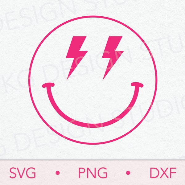 Lightning Bolt Smiley Face - Etsy