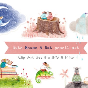 Clipart Pencil Illustrations 9 Digital Printable Mouse & Rat ...