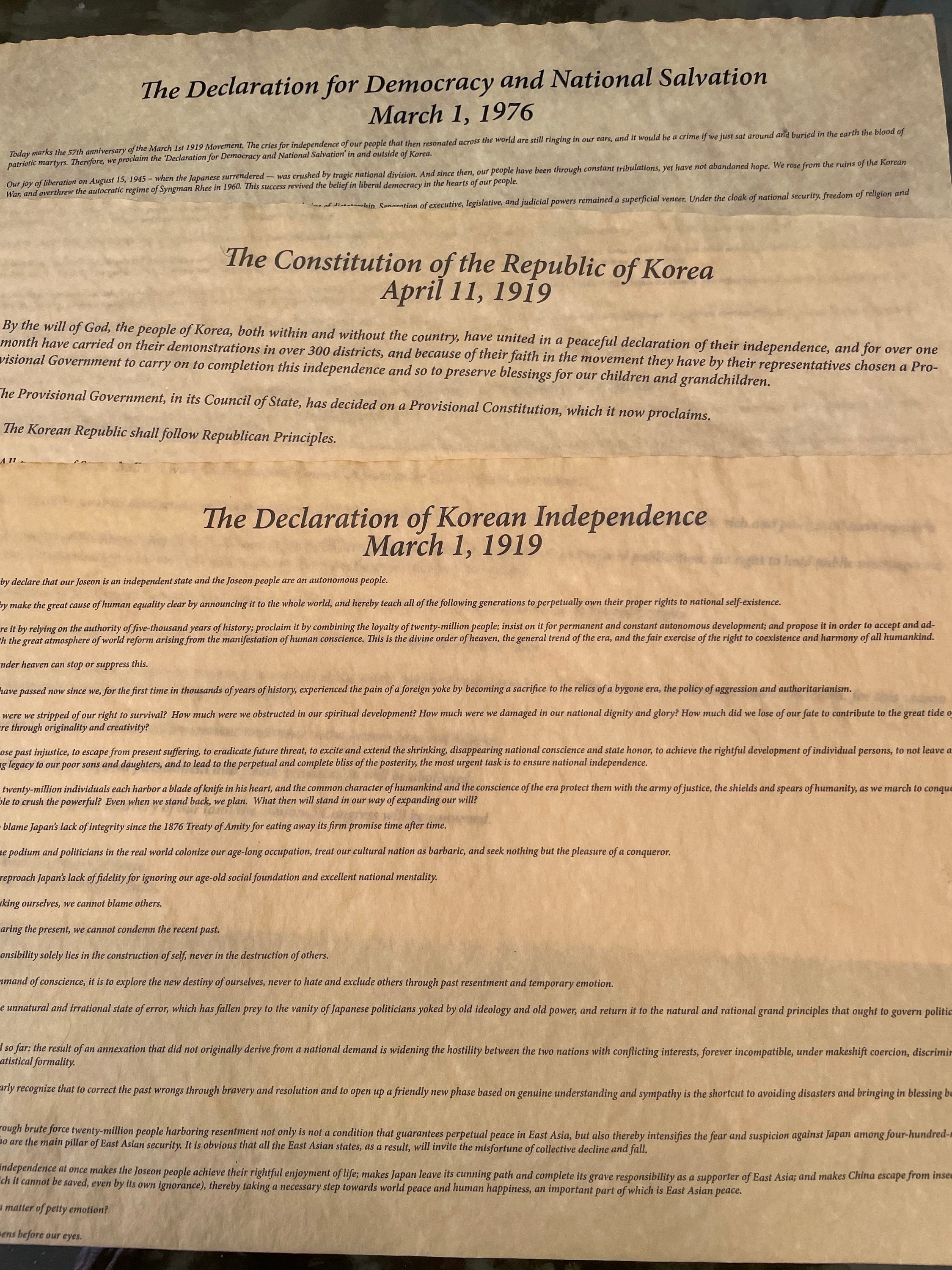 Korean Documents of Freedom of Korea/antiqued Parchment/march 1st ...