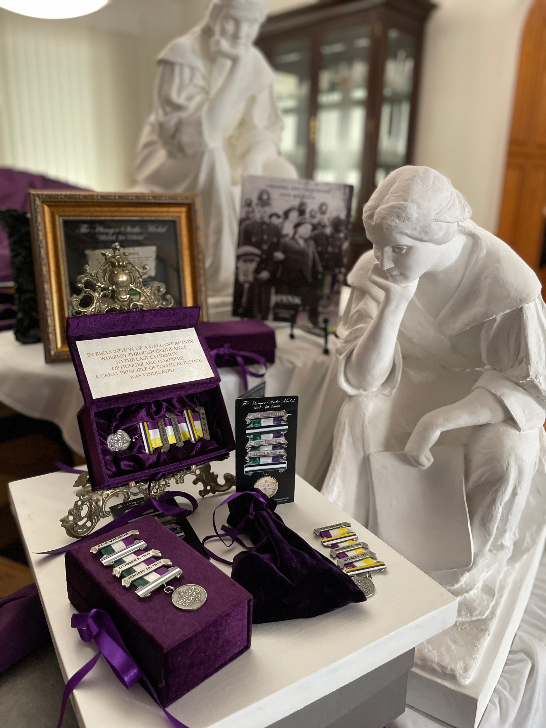 Rare Reproduction Suffragette *hunger Strike Medal* + Velvet Pouch ...
