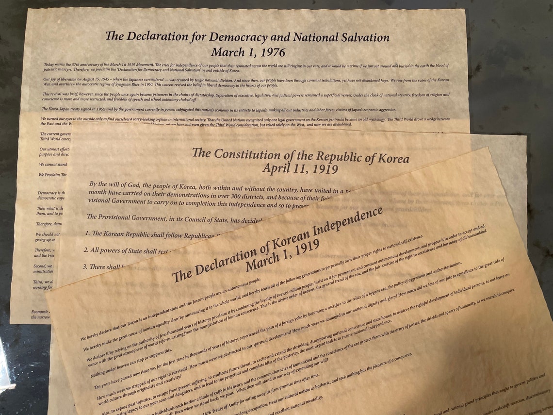 Korean Documents of Freedom of Korea/antiqued Parchment/march - Etsy