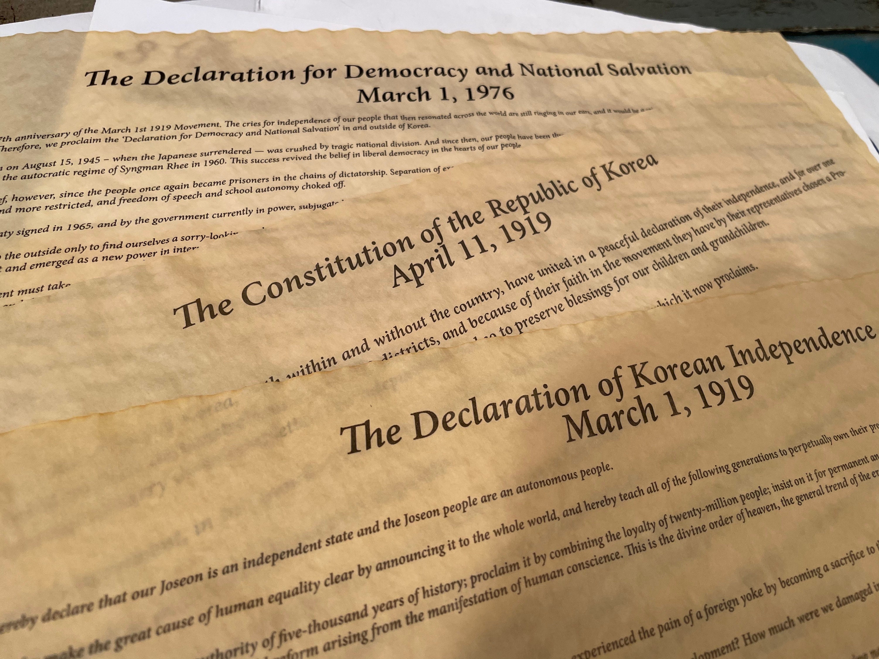 Korean Documents of Freedom of Korea/antiqued Parchment/march 1st ...