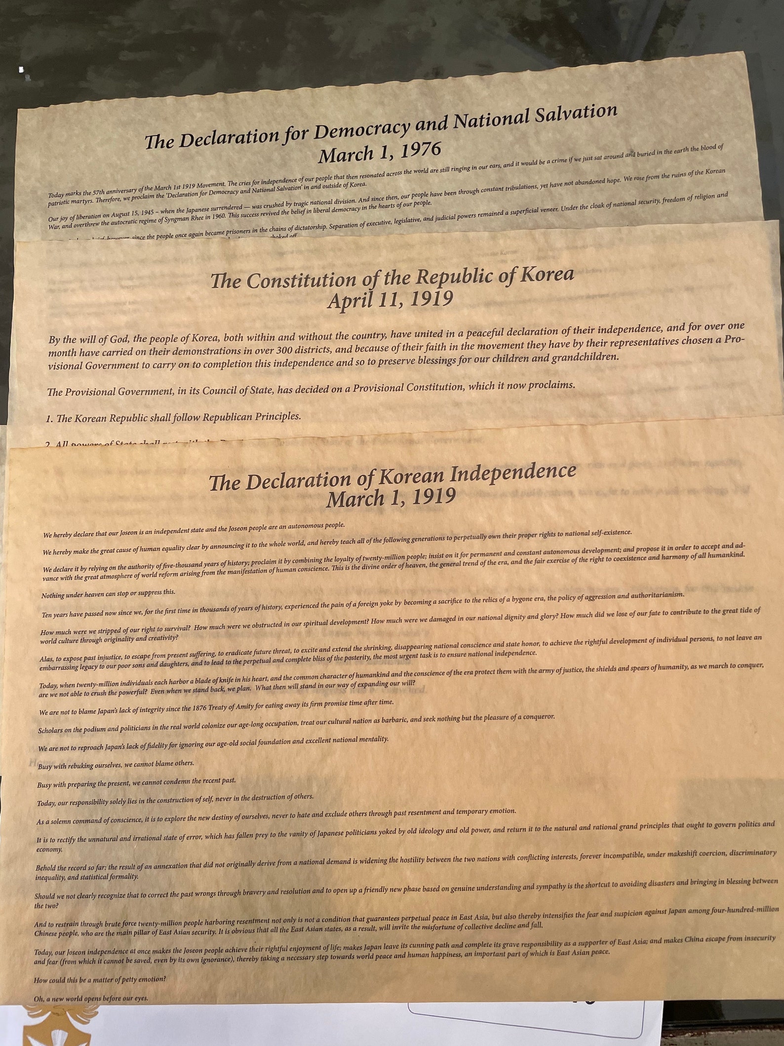 Korean Documents of Freedom of Korea/antiqued Parchment/march 1st ...