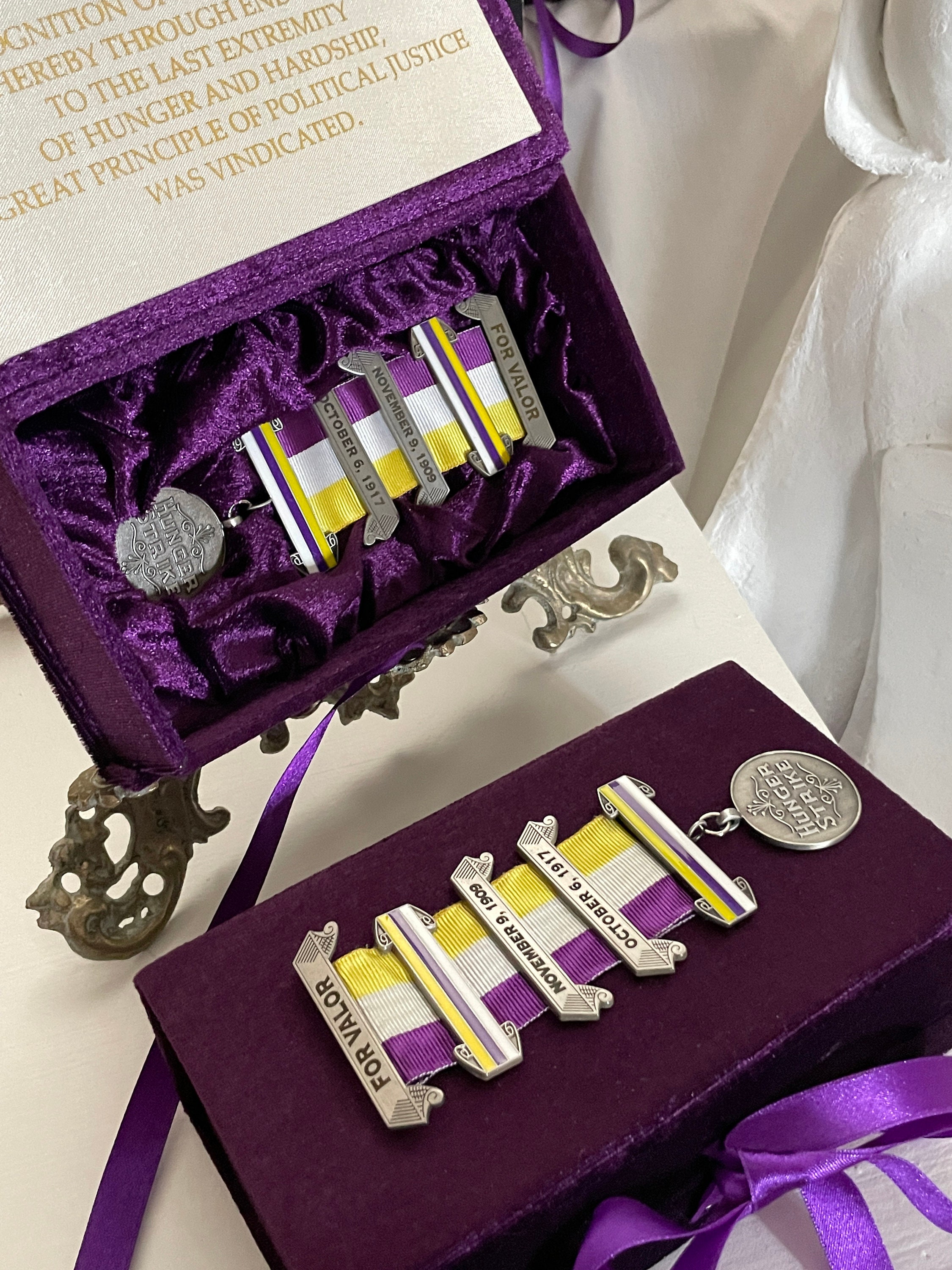 Rare Reproduction Suffragette Hunger Strike Medal + Velvet Box *alice ...