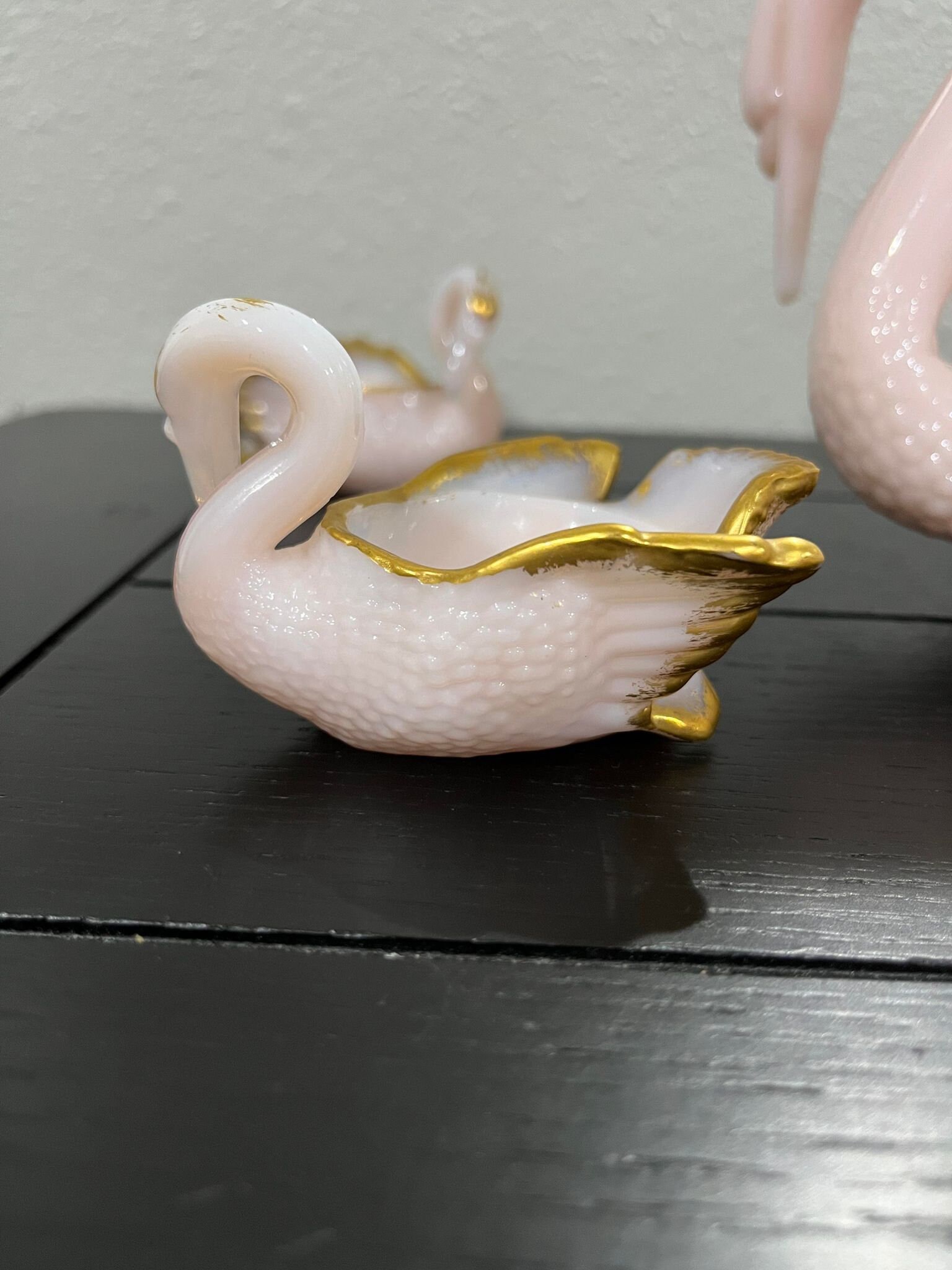 Cambridge Tuscan Pink Milk Glass Swans Set of 4- RARE - Etsy