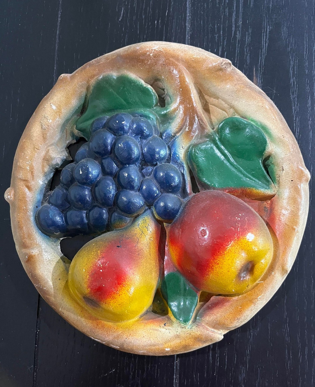 Vintage Chalkware Fruit Wall Hanging Plaque Wall Decor Decorations - Etsy