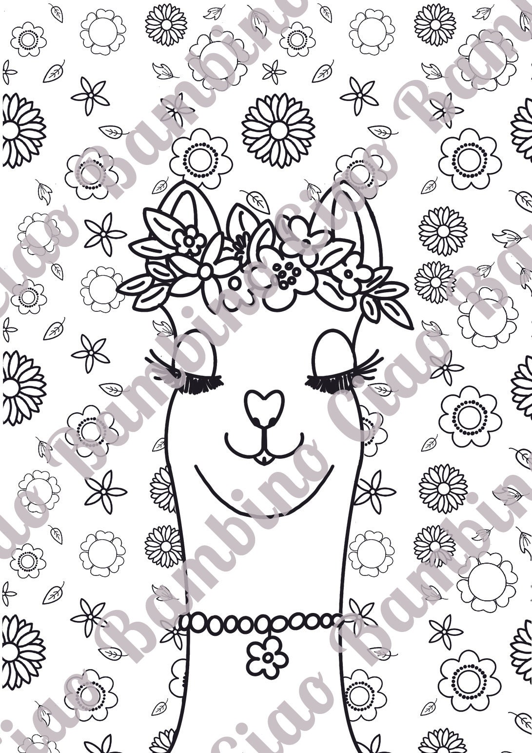 Llama Colouring Page, Alpaca Coloring In, Instant Download, Printable ...