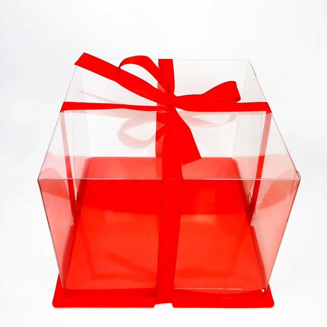 Red Square Clear Plastic Cake Box - Etsy