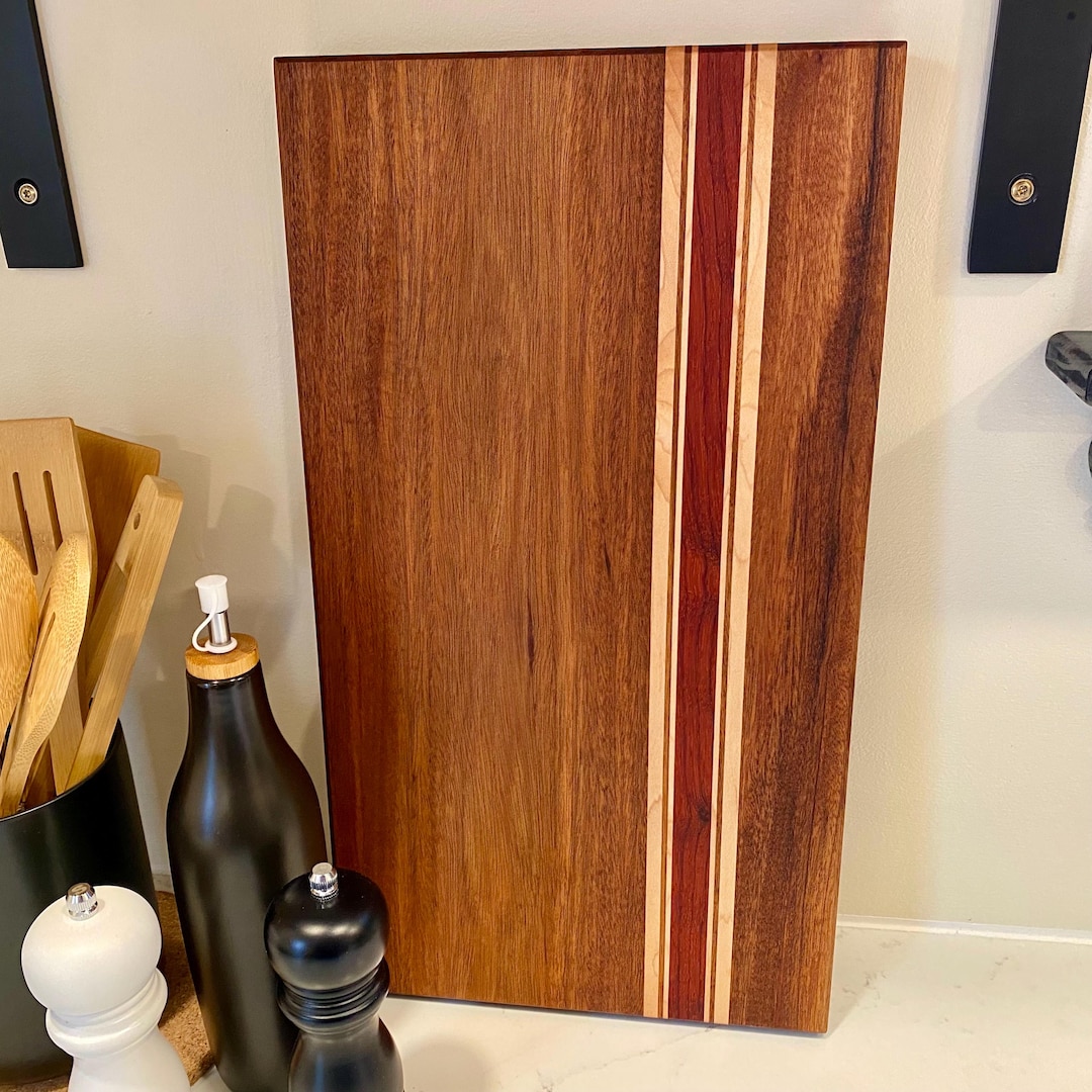 African Mahogany Edge Grain Cutting Board, Modern Charcuterie Serving ...