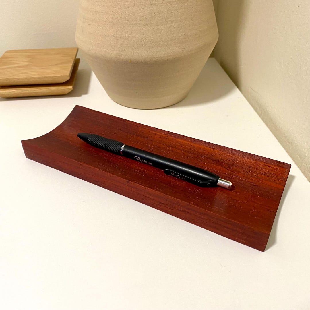 Padauk Ellipse Wood Pen Tray // Solid Hardwood Desk Organizer, Catch ...