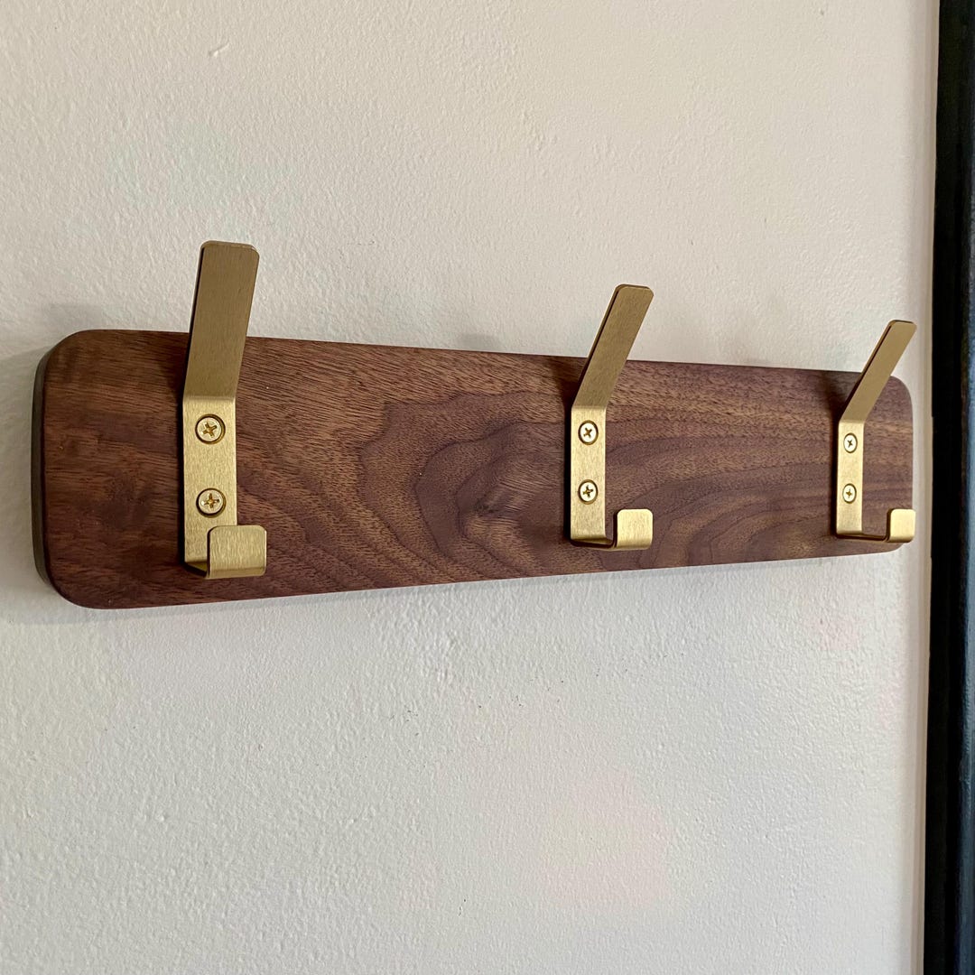 Modern Scandinavian Walnut Entryway Coat Rack // Wall-mounted Solid ...