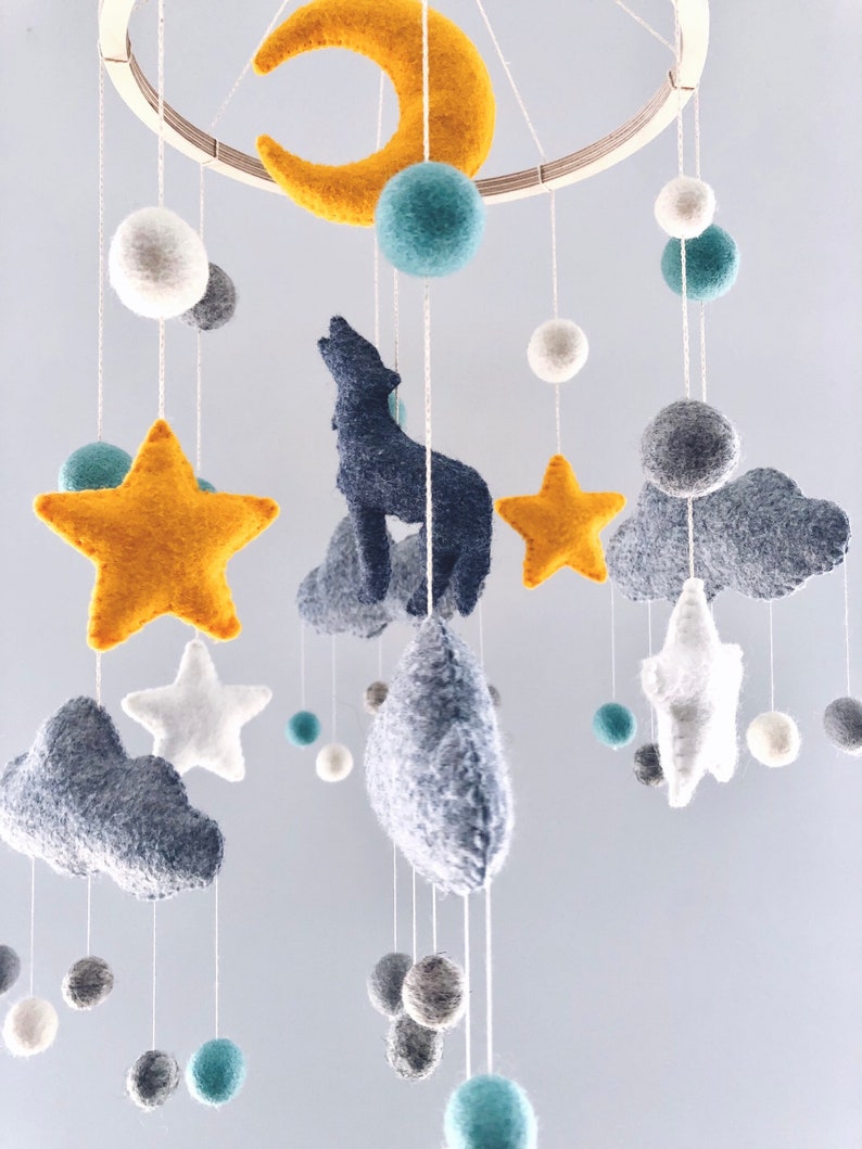 Wolf und Mond Filz Baby Mobile: Kinderzimmer Dekor - Etsy.de