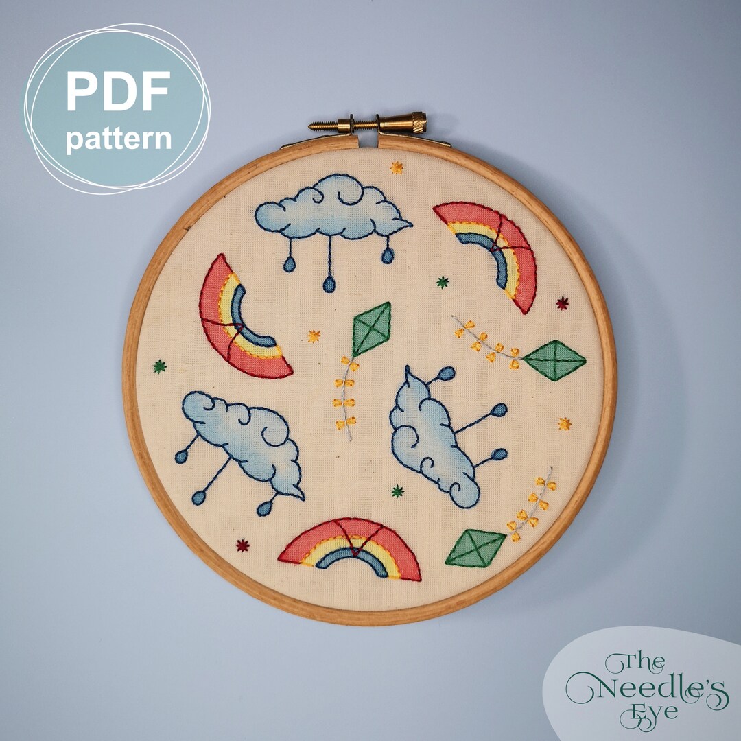 Weather Embroidery Sampler With Watercolour Paint, PDF Pattern Digital ...