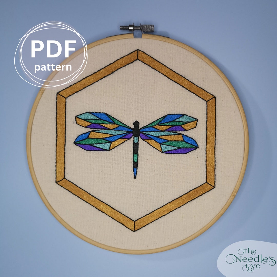 Dragonfly Metallic Acrylic Embroidery Pattern, PDF Digital Download ...