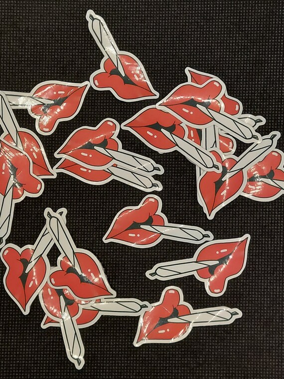 Lips With Joint Stickers pack of 5 | Etsy