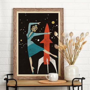 Space Race NASA Vintage Poster 1950's Rocket Wall Decor Unframed Retro ...