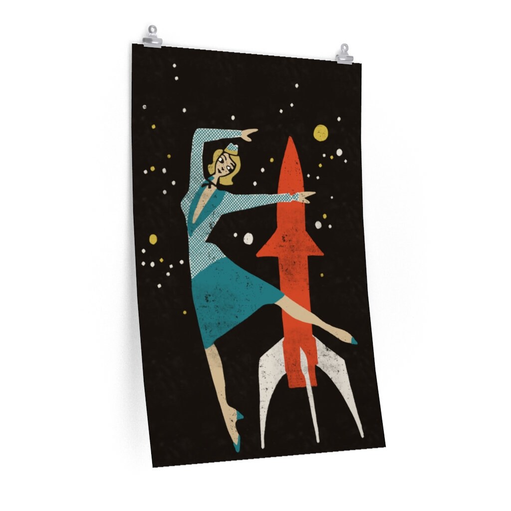 Space Race NASA Vintage Poster 1950's Rocket Wall Decor | Etsy