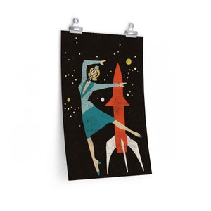 Space Race NASA Vintage Poster 1950's Rocket Wall Decor Unframed Retro ...