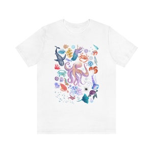 Watercolor Oceancore Shirt Trendy Ocean Crewneck Aesthetic Whale Shark ...
