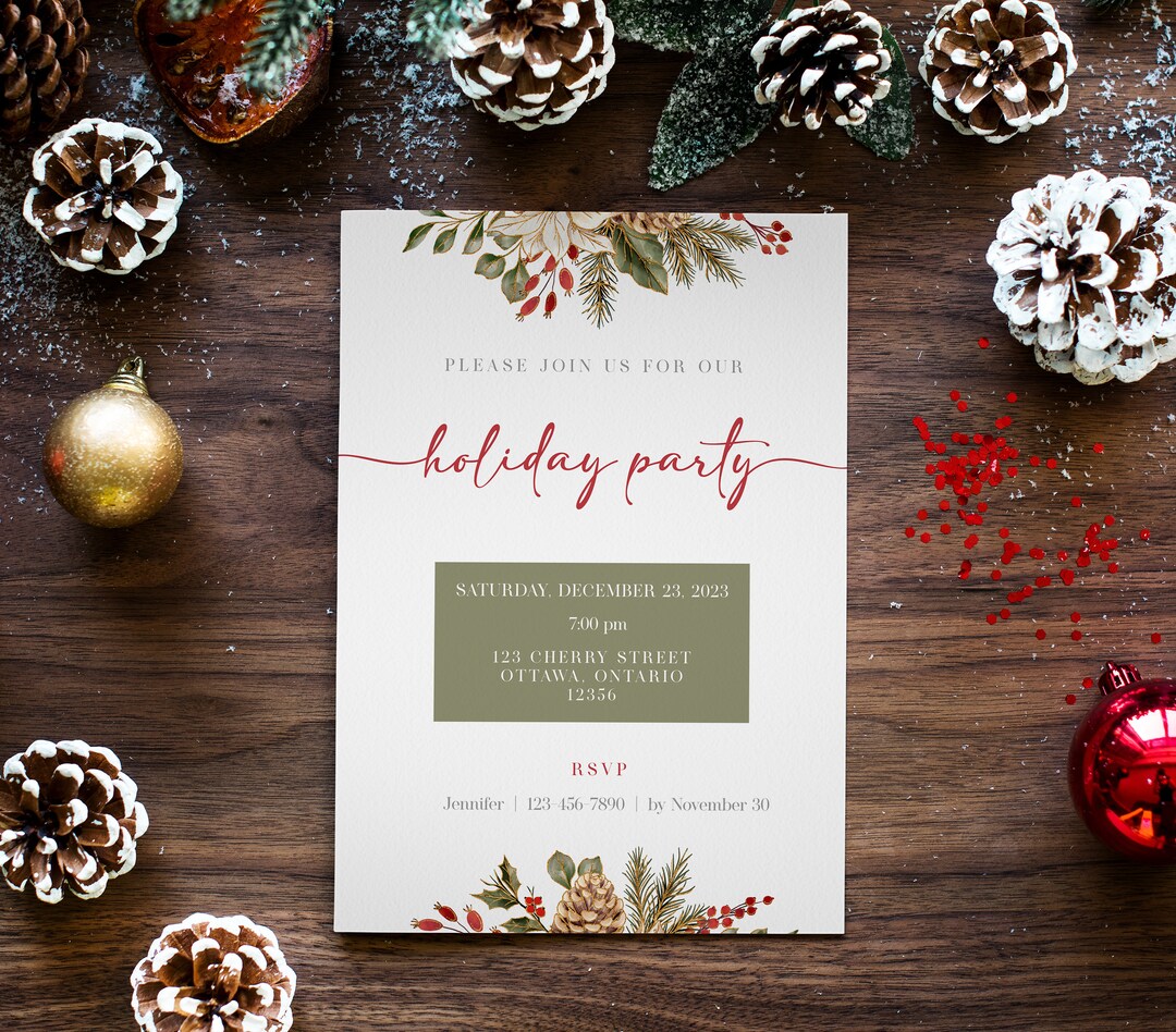Holiday Party Invitation Template | Editable & Customizable | Templett ...