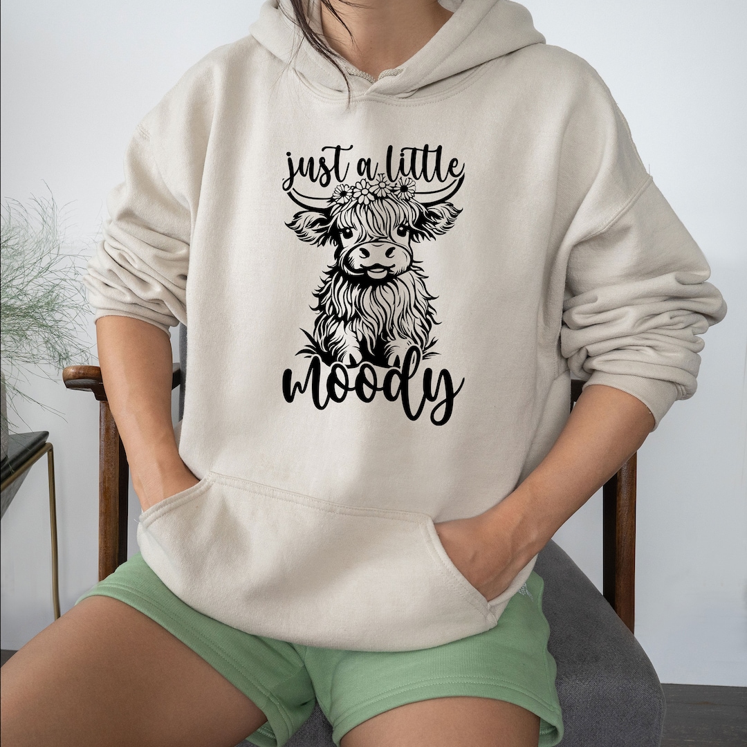 Moody Cow Hoodie, Highland Cow Hoodie, Funny Cow Hoodie, Sarcastic ...